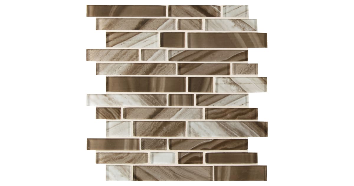 MSI SMOT-SGLSIL-COCSWI8MM 12" x 12" Linear Mosaic Wall Tile - Glossy ...