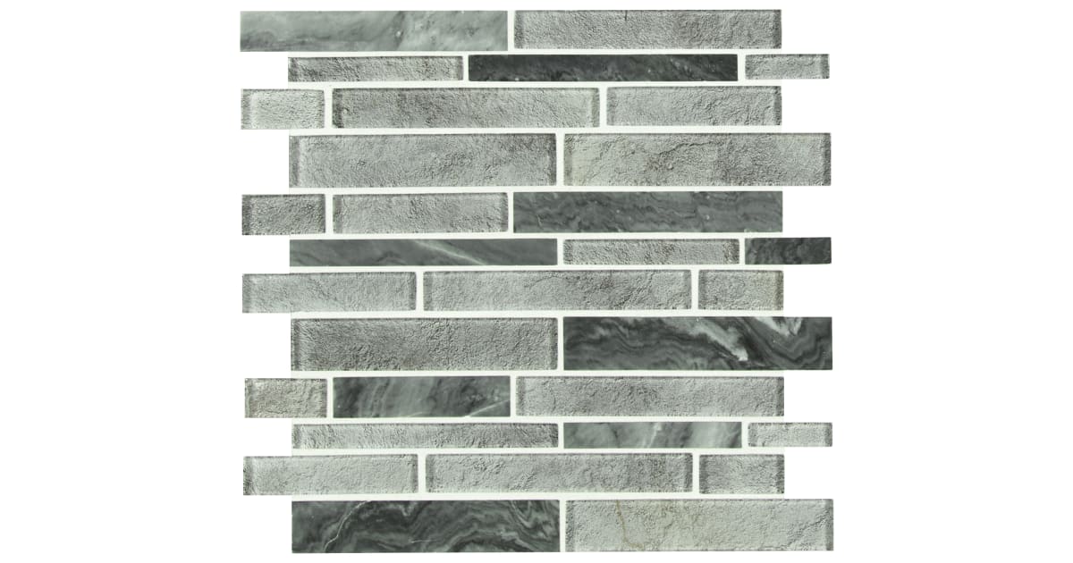 MSI SMOT-SGLSIL-FOUHIL8MM 12" x 12" Linear Mosaic Wall Tile - Glossy ...