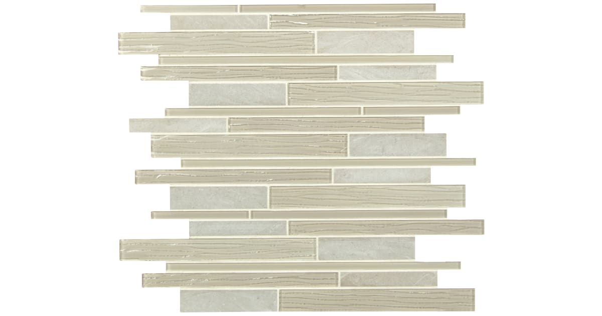 MSI SMOT-SGLSIL-SNOCAP4MM 12" x 13" Linear Mosaic Wall Tile - Glossy ...