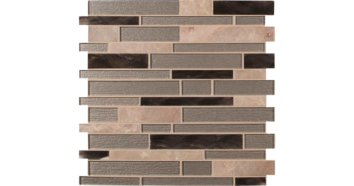 MSI SMOT-SGLSMTIL-CHATST4MM 12" x 12" Linear Mosaic Wall Tile - Glossy ...