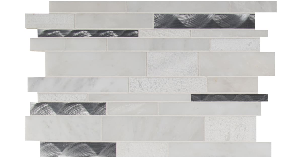 MSI SMOT-SMTIL-MODBLA8MM 18" x 12" Linear Mosaic Sheet - Varied Glass ...