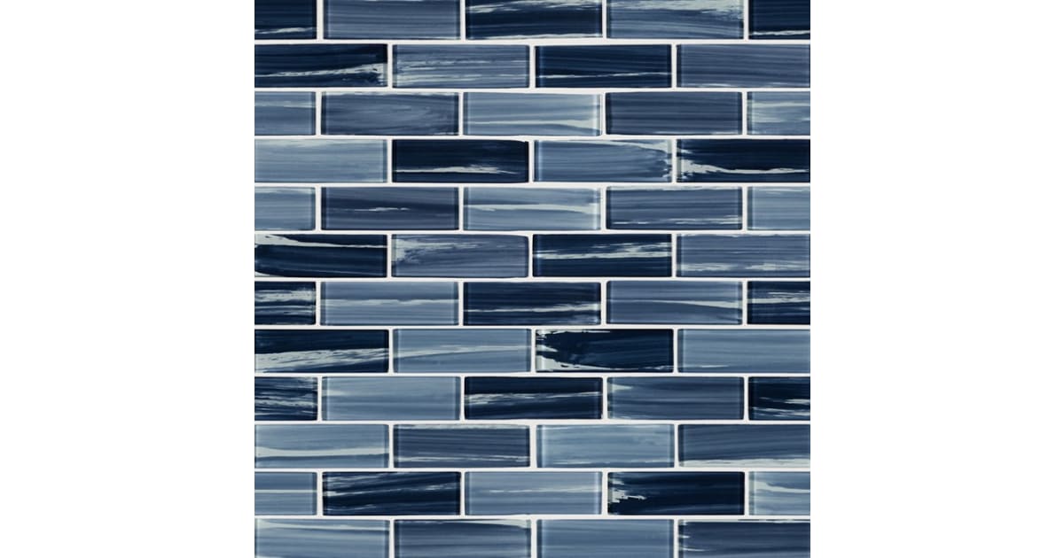 MSI SMOT-GLSST-OCEAZU8MM 11-3/4" x 12" Subway Mosaic Wall Tile - Glossy ...
