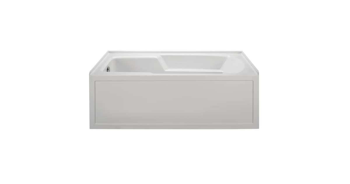 MTI Baths MBAIS6030-WH-LH Basics 60" Three Wall Alcove Acrylic Air Tub ...