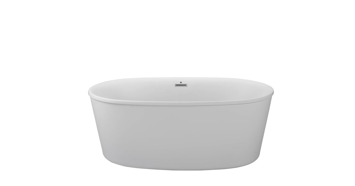 MTI Baths S250DM-WH Adel 57.25" Free Standing Solid Surface Tub with ...