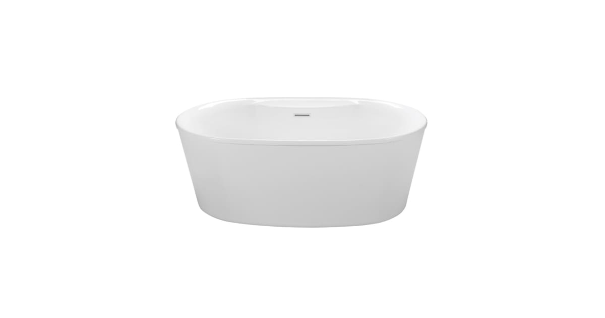 MTI Baths S255-WH Adel 58" Freestanding Acrylic Soaking Tub with Center ...
