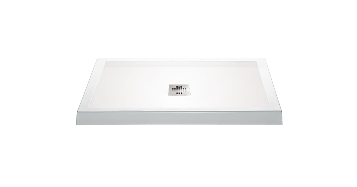 MTI Baths SBDM5442MTWH Designer 54" x 42" Rectangular Shower Base with ...