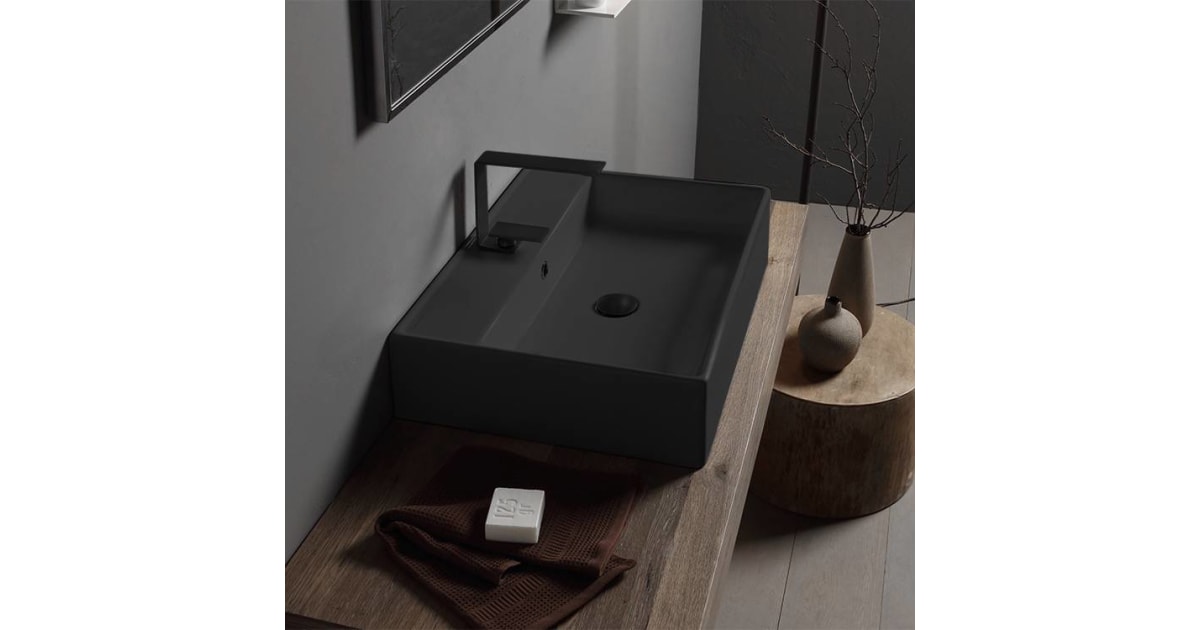 Nameeks SCARABEO 8031/R-60-TB-BLK-ONE HOLE Scarabeo 23-3/5" Ceramic ...