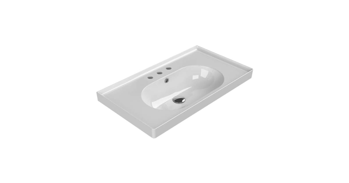 Nameeks CeraStyle 043300-U-Three Hole Arya 31-1/2" Rectangular Ceramic Wall Mount / Drop In ...