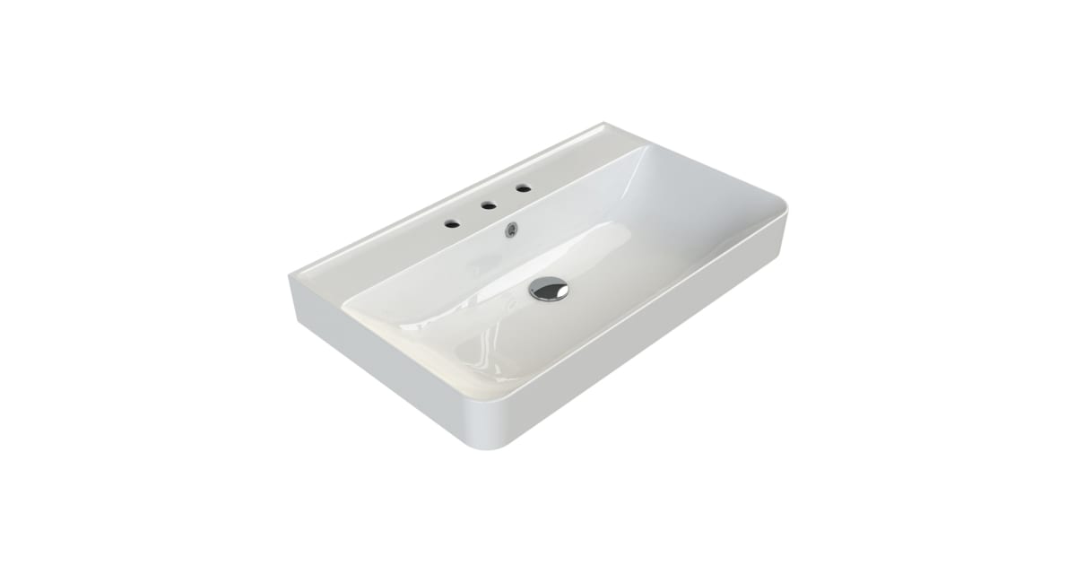 Nameeks Cerastyle 078800-U-Three Hole Hera 31-1/2" Rectangular Ceramic ...