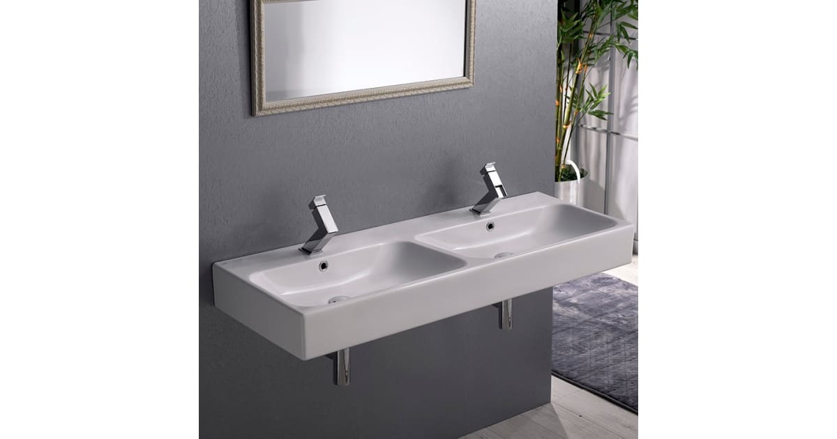 Nameeks CeraStyle 080700-U-Two Hole Pinto 47-5/8" Rectangular Ceramic ...