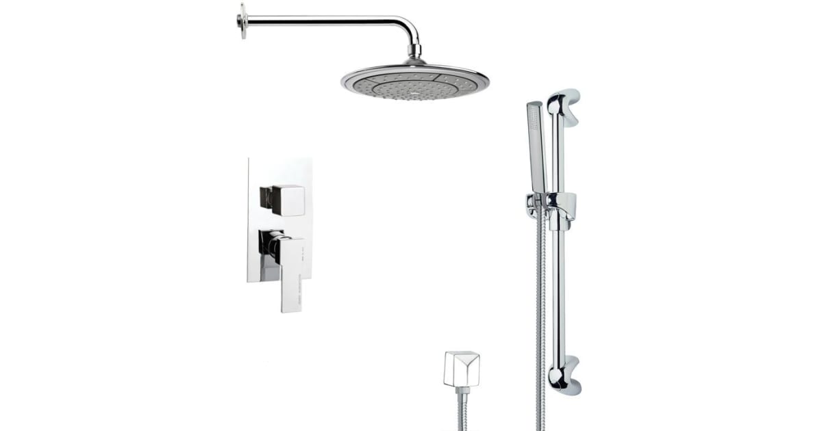 Nameeks Remer SFR7038 Remer 2.5 GPM Multi Function Rain Shower with Handshower, Slide Bar and ...