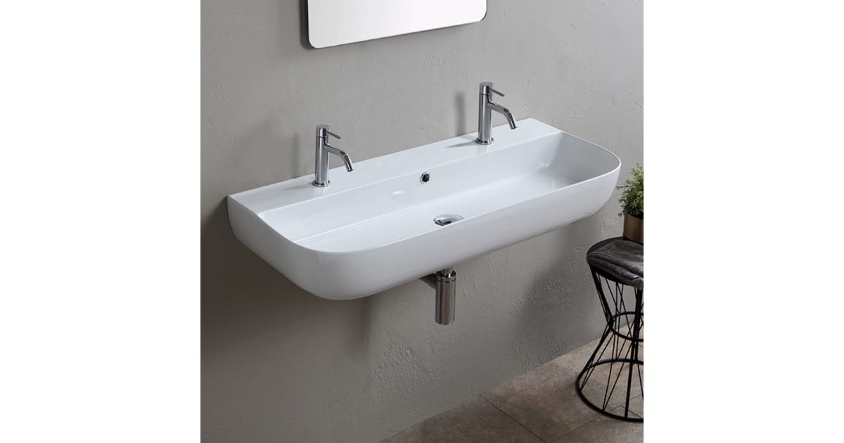 Nameeks Scarabeo 1813B-Two Hole Scarabeo Glam 38" Rectangular Ceramic ...