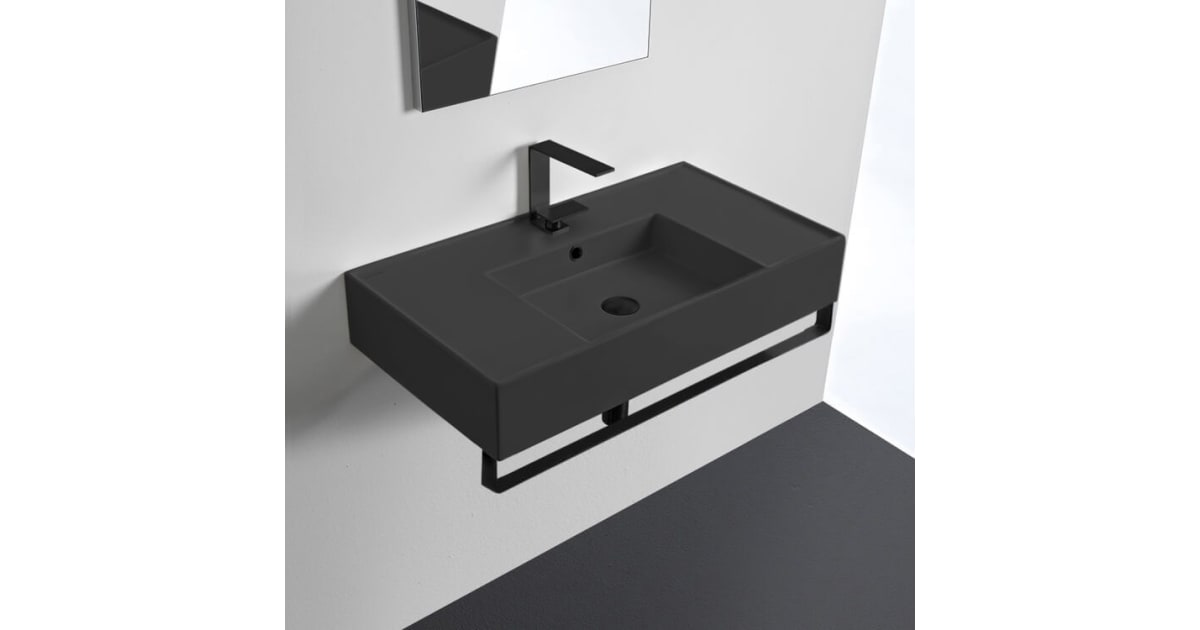 Nameeks Scarabeo 5123-49-TB-BLK-One Hole Teorema 2 Ceramic Wall Mounted ...