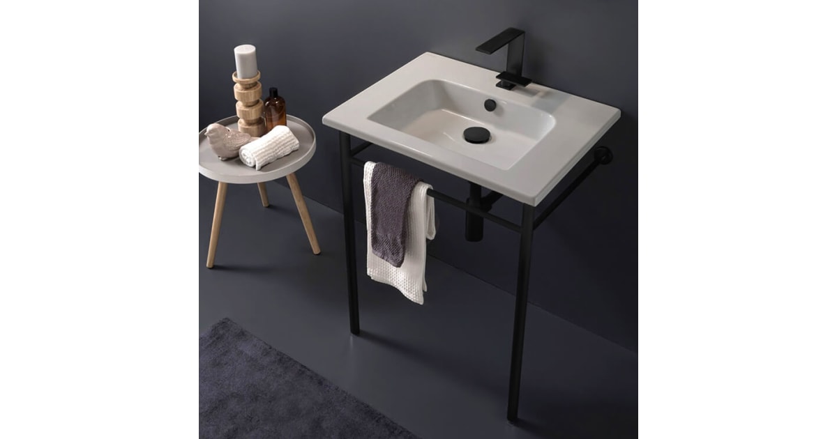 Nameeks Scarabeo 5210-CON-BLK-One Hole Etra 24-3/16" Rectangular ...