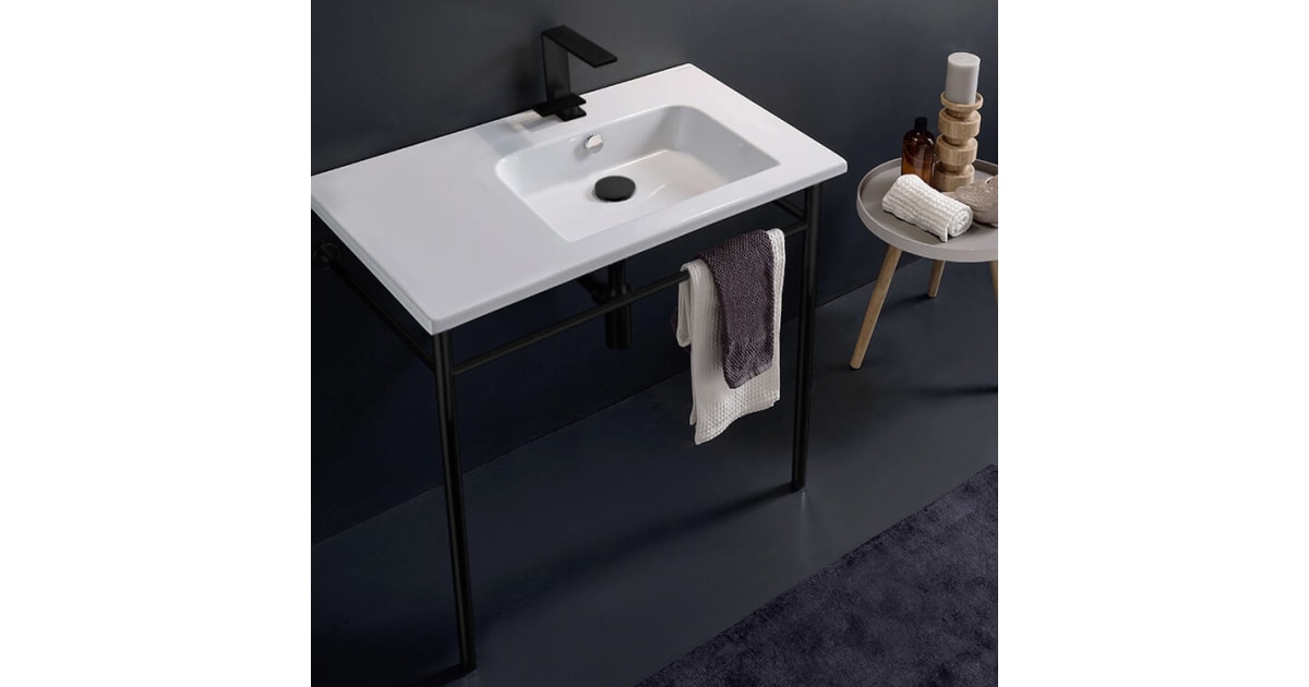 Nameeks Scarabeo 5212-CON-BLK-One Hole Etra 32-1/2" Rectangular Ceramic ...