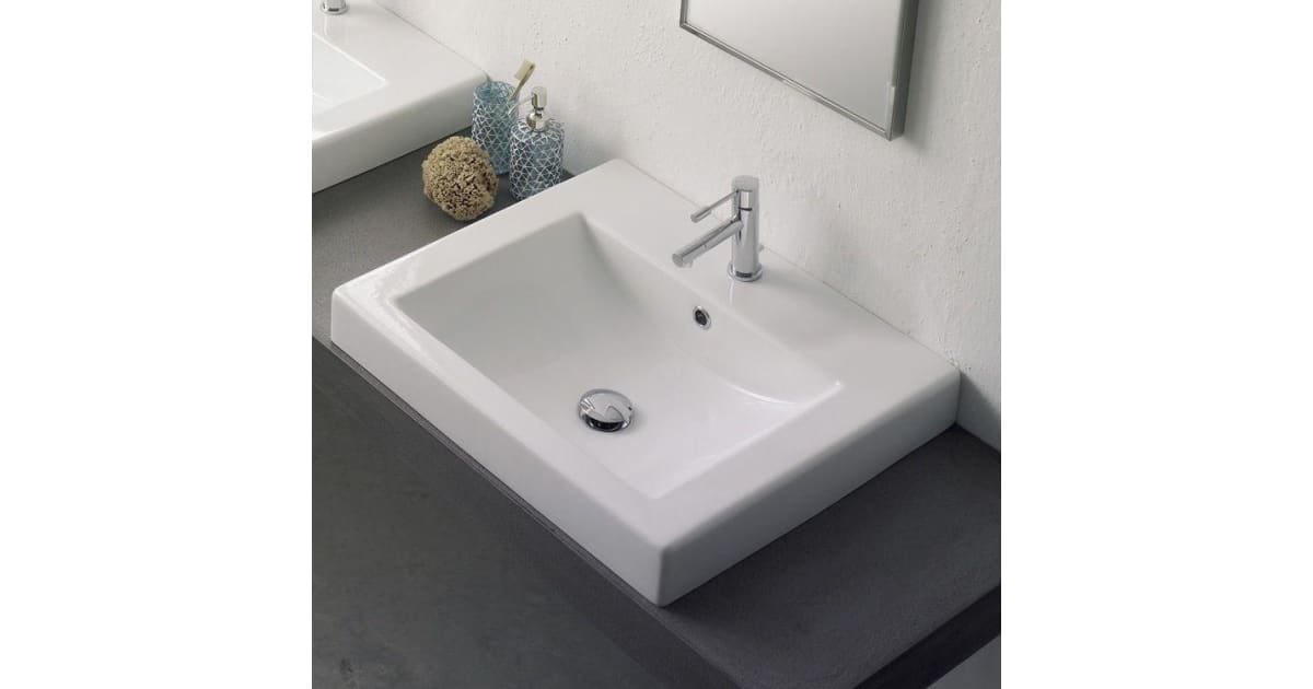 Nameeks Scarabeo 8025/A-One Hole Scarabeo 20-1/8" Ceramic Drop In ...