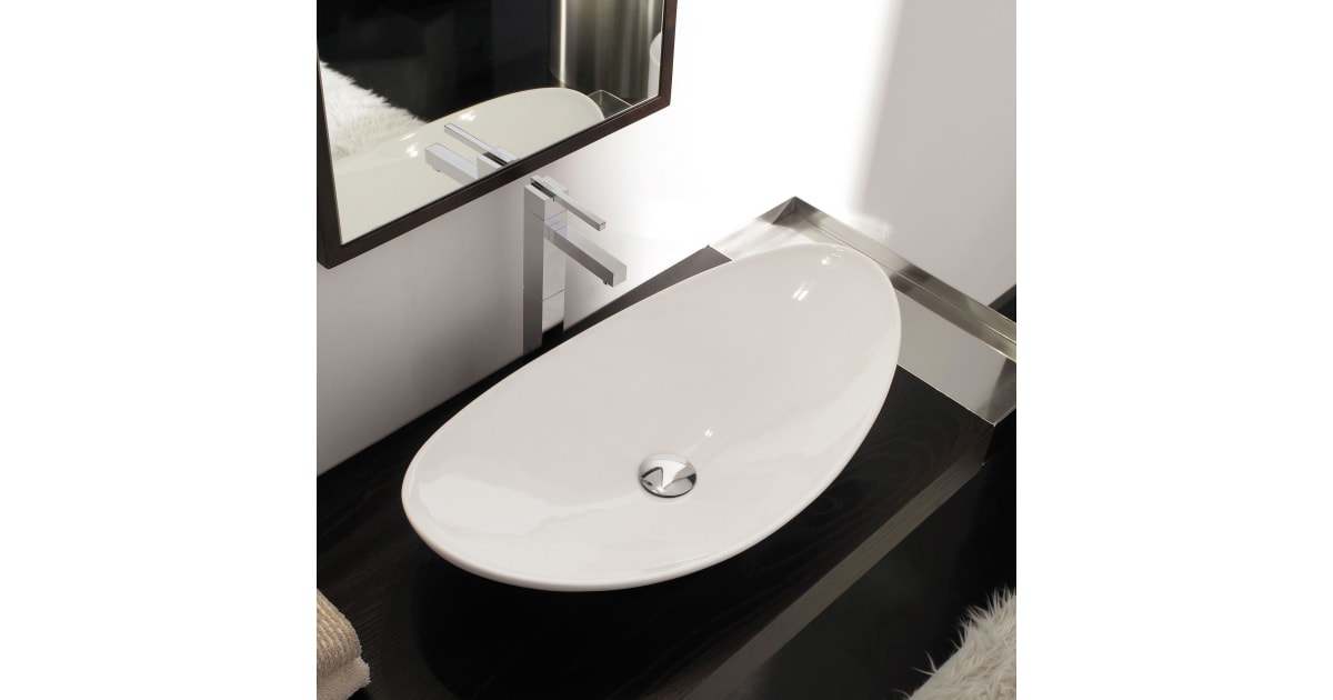 Nameeks Scarabeo 8206-No Hole Scarabeo 27" Ceramic Vessel Bathroom Sink ...