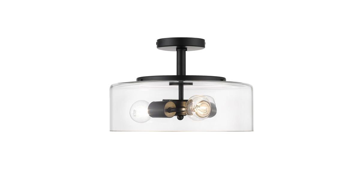 Ove Decors 15LSFR-BRU214-PBLKY Bruce 3 Light 14" Wide LED Semi-Flush ...