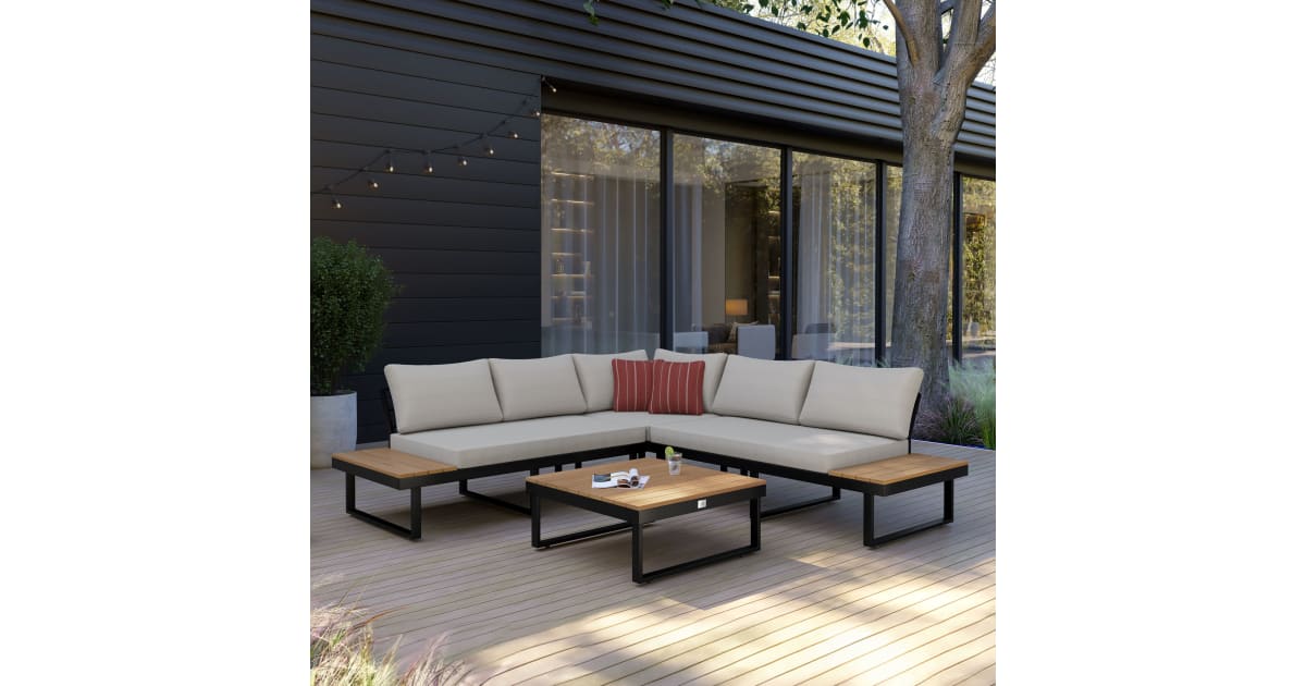 Ove Decors 15PKS-PL1A04-GR1PH Plateau 4 Piece Steel Framed Outdoor ...