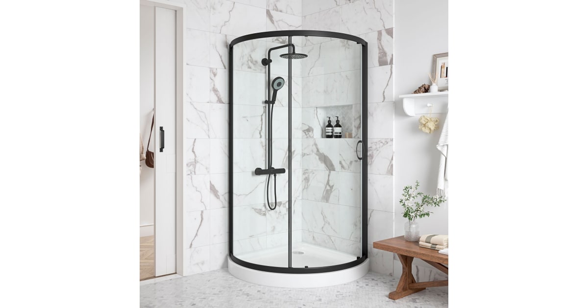 Ove Decors 15SKC-BREE34-BLKAC Breeze 77-15/16" High x 34-15/16" Wide x 34-15/16" Deep Sliding ...