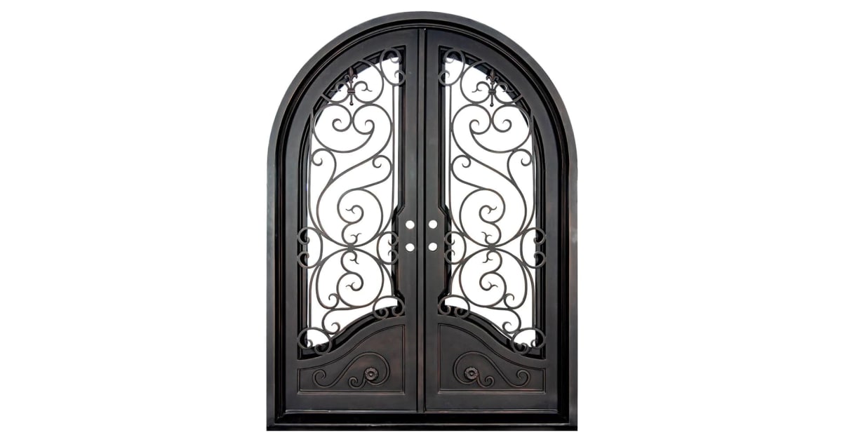 Pinkys Iron Doors BE-DFA-6596-RHOS Beverly Double Full Arch 65" x 96 ...