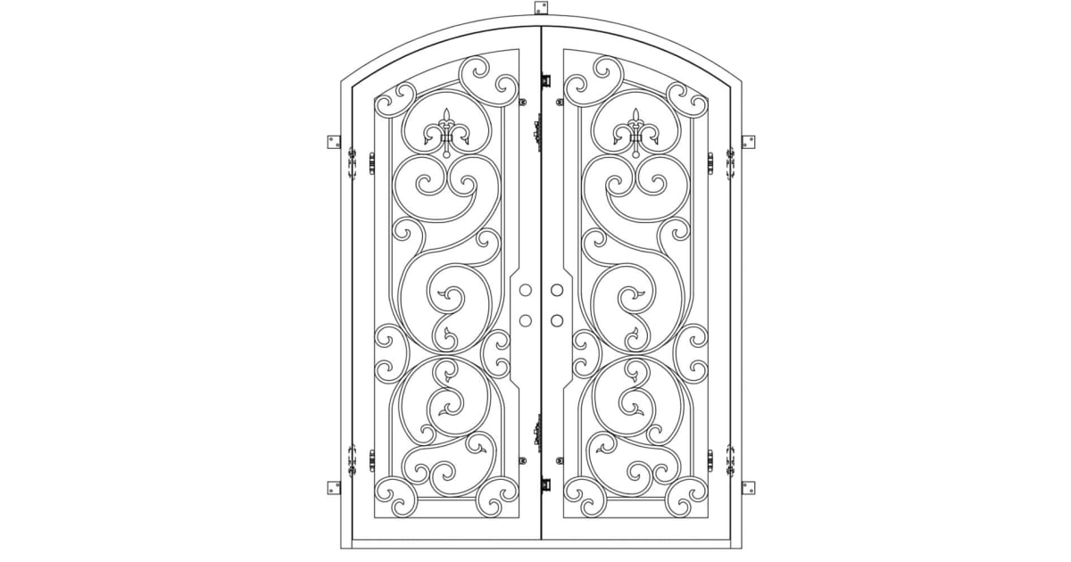 Pinkys Iron Doors HI-DA-6581-LHOS Hills Double Arch 65" x 81" Left Hand ...