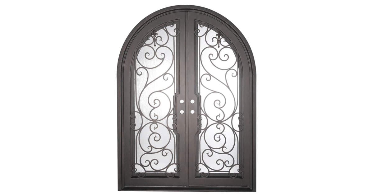 Pinkys Iron Doors HI-DFA-6590-LHOS Hills Double Full Arch 65" x 90 ...