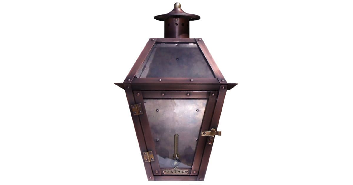 Primo Lanterns 18" Outdoor Flush-Mount Wall Lantern in Natural Gas ...