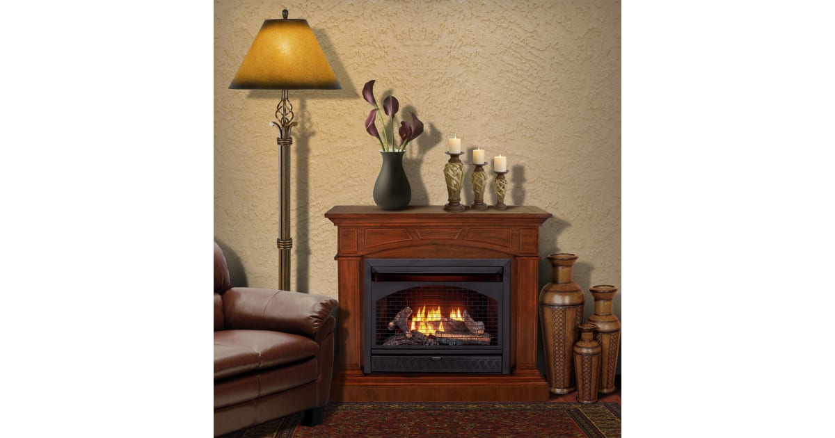 ProCom FBNSD28T-MHC 26,000 BTU Vent Free Dual Fuel Mantel Fireplace ...