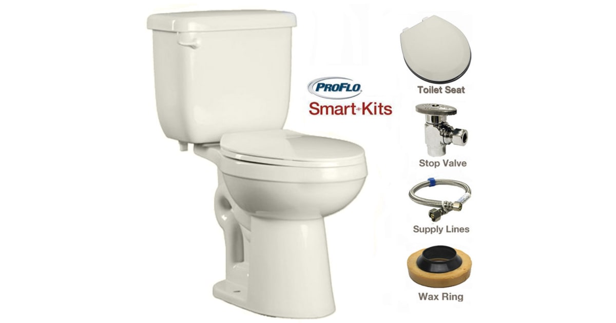 PROFLO PF1400HE/PF5112HEBS Two-Piece Toilet with Round-Front Bowl and ...