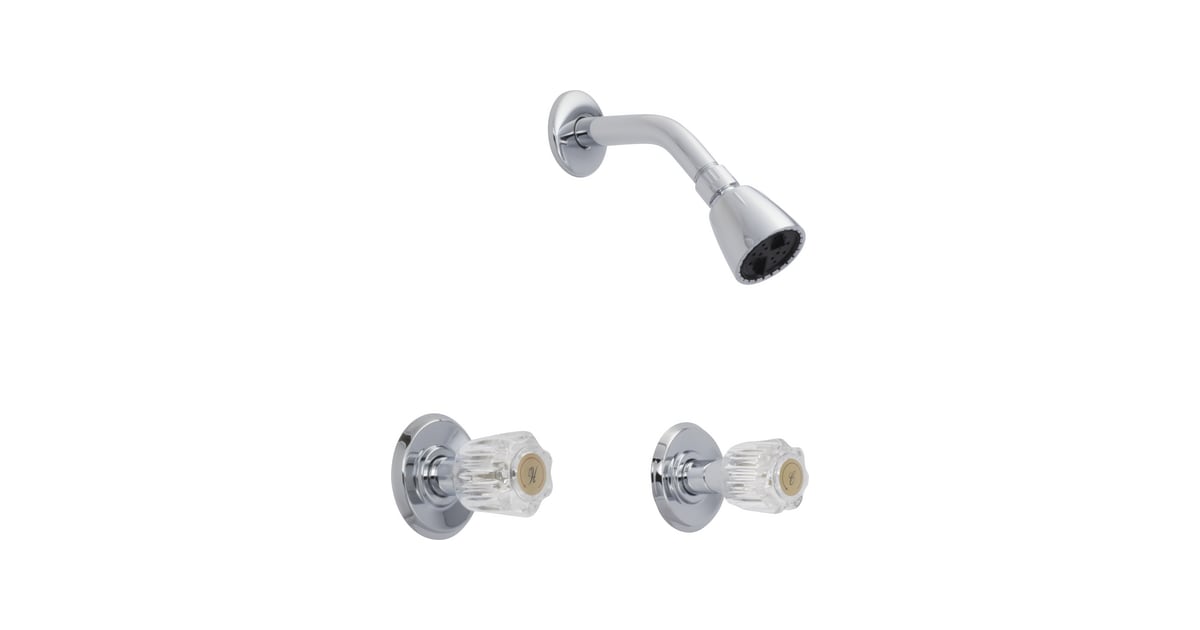 PROFLO PF1020CP 2.0 GPM Single Function Shower Head with Acrylic Knobs ...