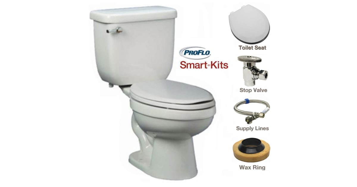 PROFLO PF1403TWH/PF5112LMWH Two-Piece ADA Height Toilet with Elongated ...
