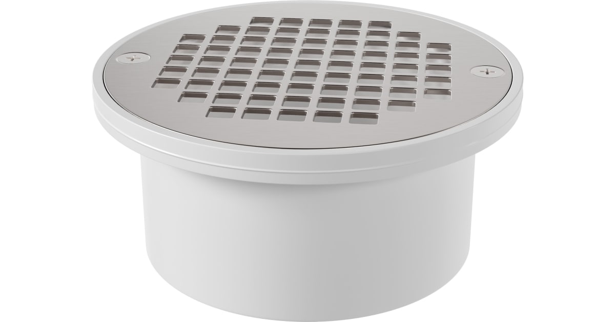 PROFLO PF42821 3"or 4" PVC Shower Drain with 5" Nickel Strainer ...