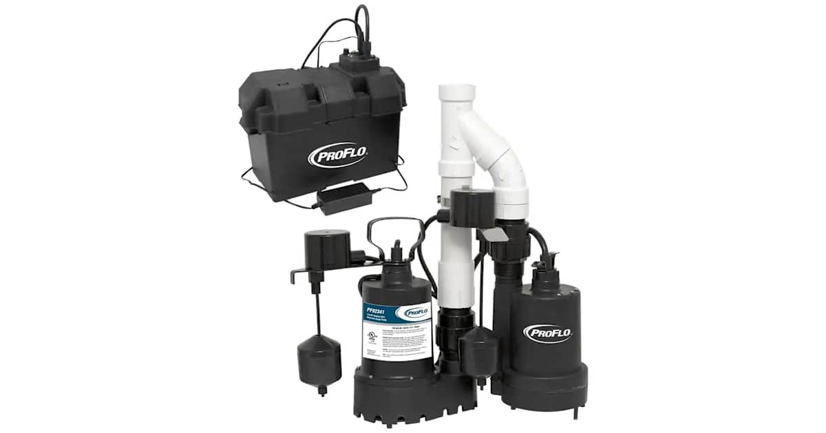 PROFLO PF92941 3/10 HP Combination Primary and Backup Sump Pump System ...