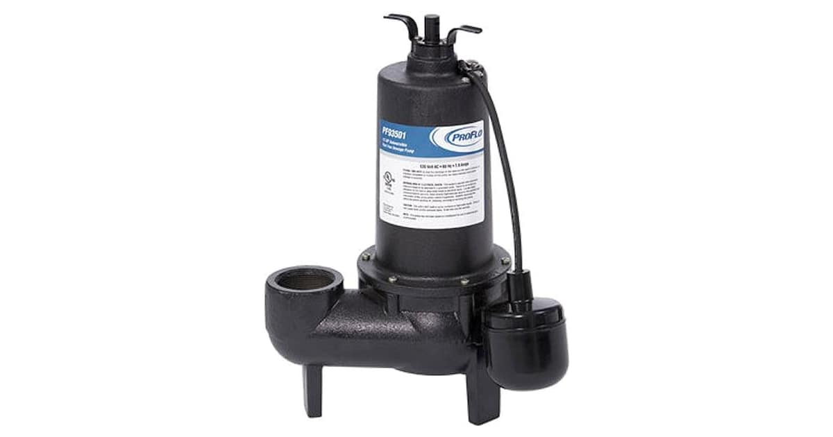 PROFLO PF93501 1/2 HP Cast Iron Sewage Pump (2") with Piggyback Tether ...