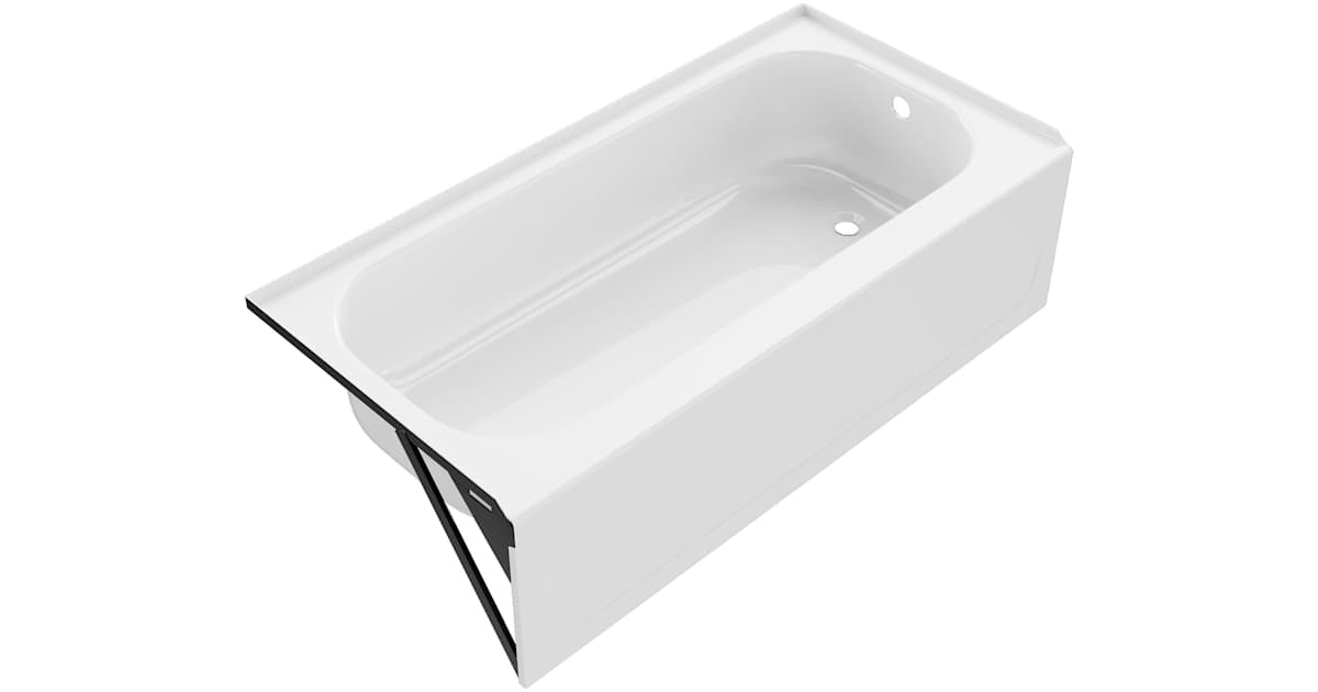 PROFLO PFB16RWH Folsom 60" X 30" Enameled Steel Soaking Bathtub - Three ...