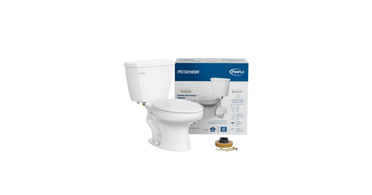 PROFLO PFCT301HEWH Complete 1.28 GPF Two Piece Elongated Toilet with ...
