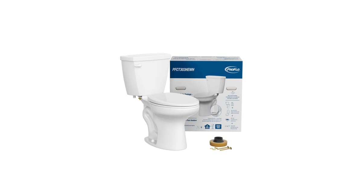 PROFLO PFCT303HEWH Complete 1.28 GPF Two Piece Elongated Toilet with ...
