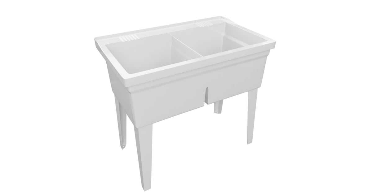 PROFLO PFLT4024 40" Double-Basin Free Standing Laundry Sink with 50/50 ...