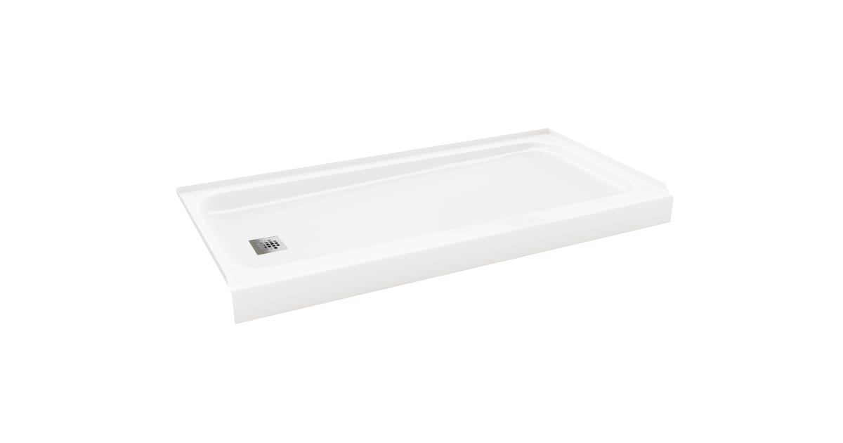PROFLO PFSBS6030LCDWH Bannack 60" x 30" Rectangular Shower Base with ...