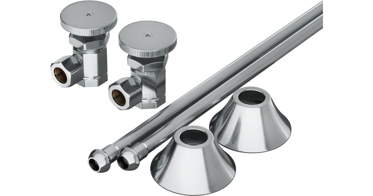 PROFLO PFXCAT22CL12 3/8" x 3/8" Straight Supply Stop Kit with Risers ...