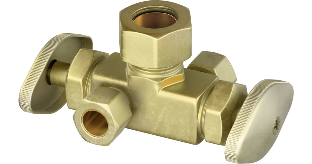 PROFLO PFXDC322R 5/8" x 3/8" x 3/8" Multi Turn Dual Handle Angle Supply ...