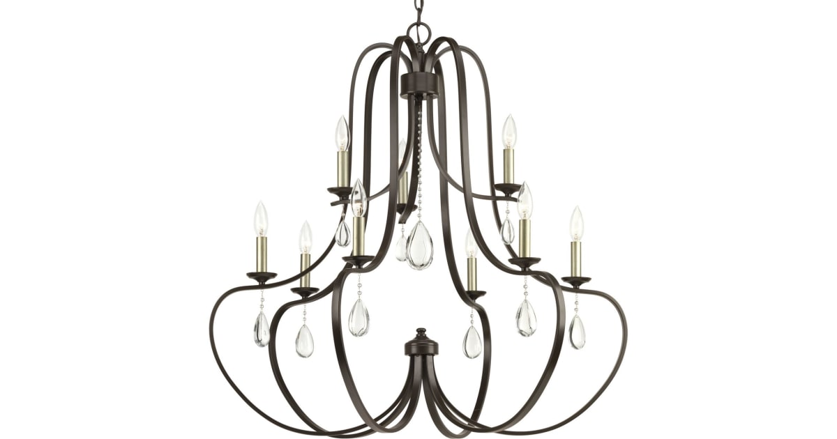 Progress Lighting P400088-020 Anjoux 9 Light 34" Wide Crystal ...
