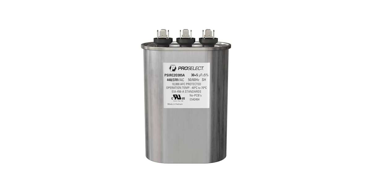 PROSELECT PSIRC2O305A 3-5/8" 370/440V Aluminum Oval AC Run Capacitor ...