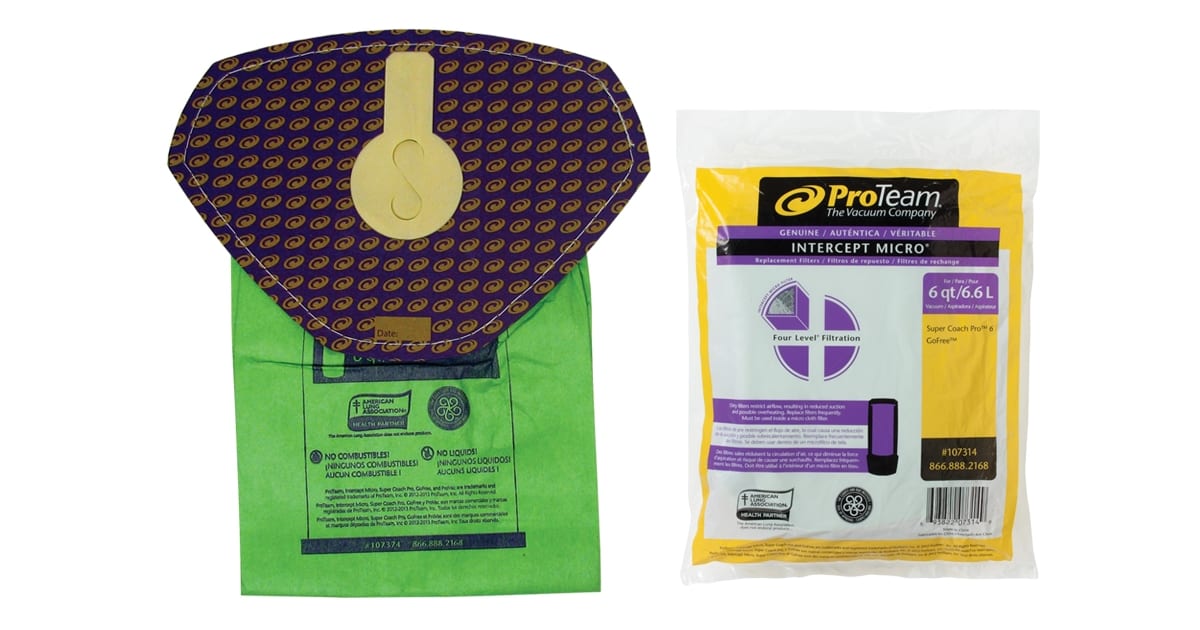 ProTeam 107374 6 Quart Intercept Micro Filter Bag with Closed Collar ...