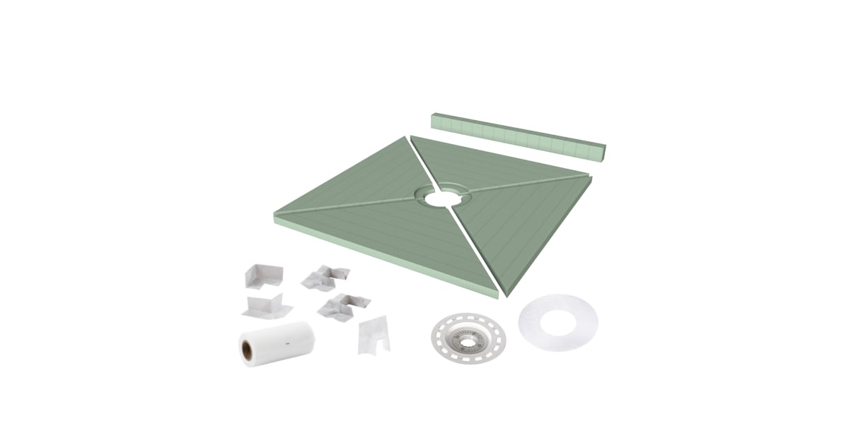 QuickDrain SDL4848S SquareDrain Pan Kit Liquid Waterproof 48 Inch X 48 ...