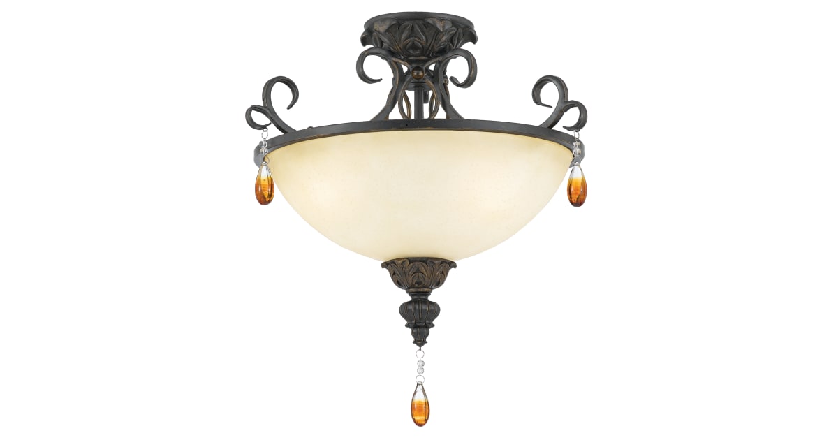 Quoizel Semi-Flush Mount Three Light Ceiling Fixture | Ferguson Home