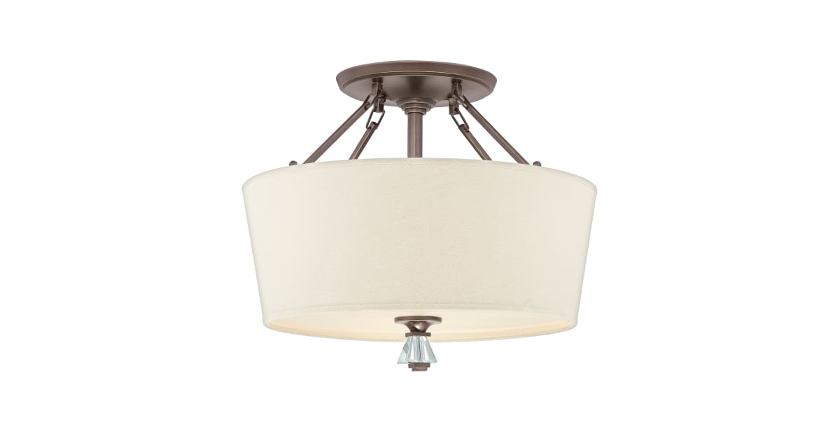 Quoizel Deluxe 3 Light 18" Wide Semi-Flush Ceiling Fixture with Fabric ...