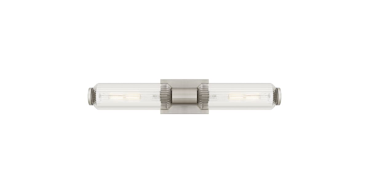 Quoizel HWS8524BN Hawes 2 Light 24" Wide Bath Bar with Ribbed Glass Shades | Ferguson Home