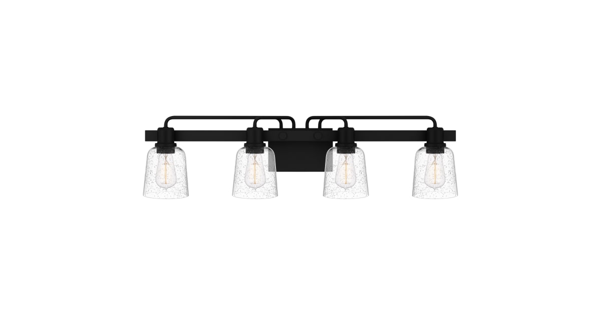 Quoizel LYD8634MBK Lydia 4 Light 34" Wide Vanity Light with Seedy Glass ...